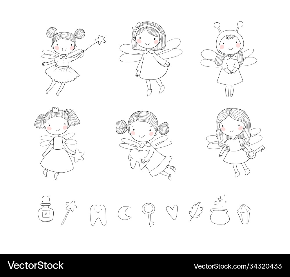 Adorable Fairy Elves Royalty Free Vector Image