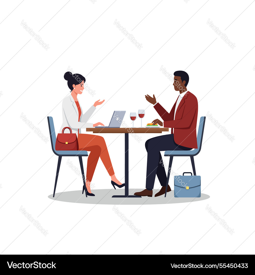 Business lunch conversation two professionals Vector Image