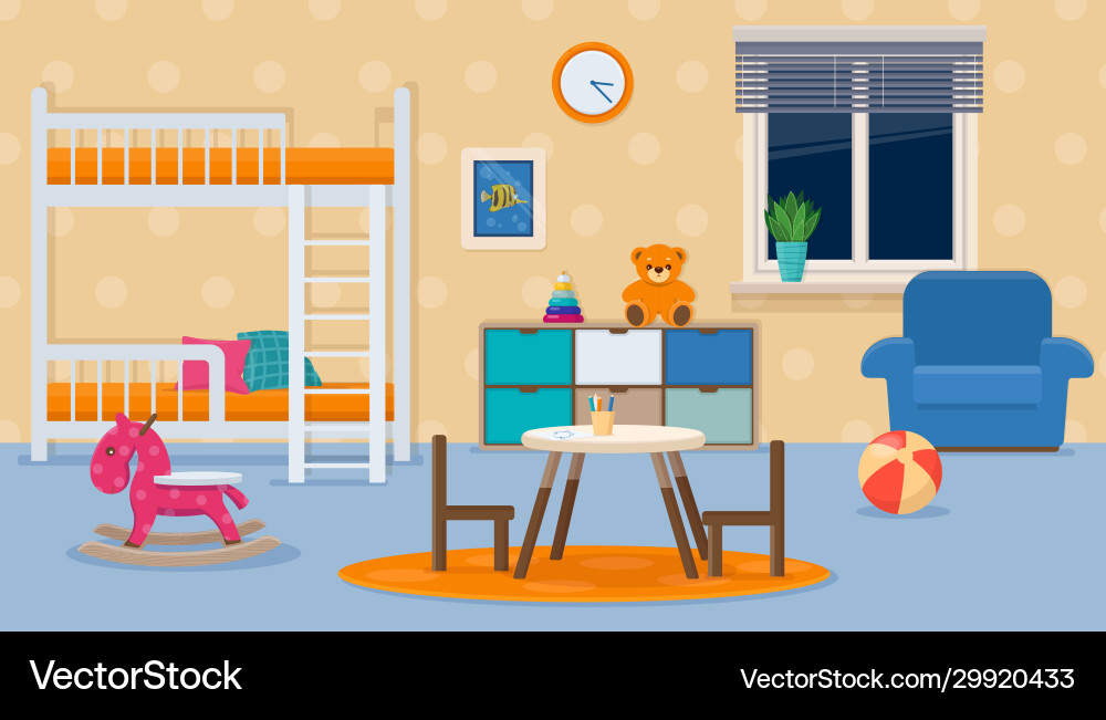 Children's Bedroom Interior Royalty Free Vector Image