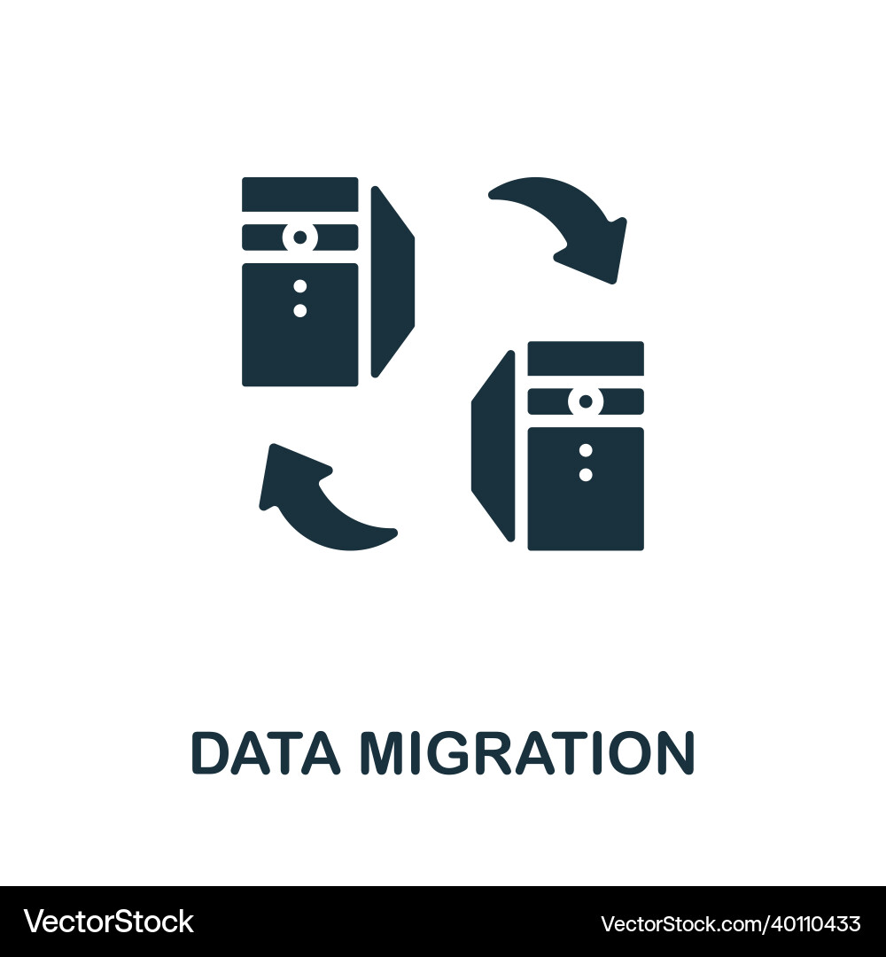 Data migration icon monochrome sign from Vector Image