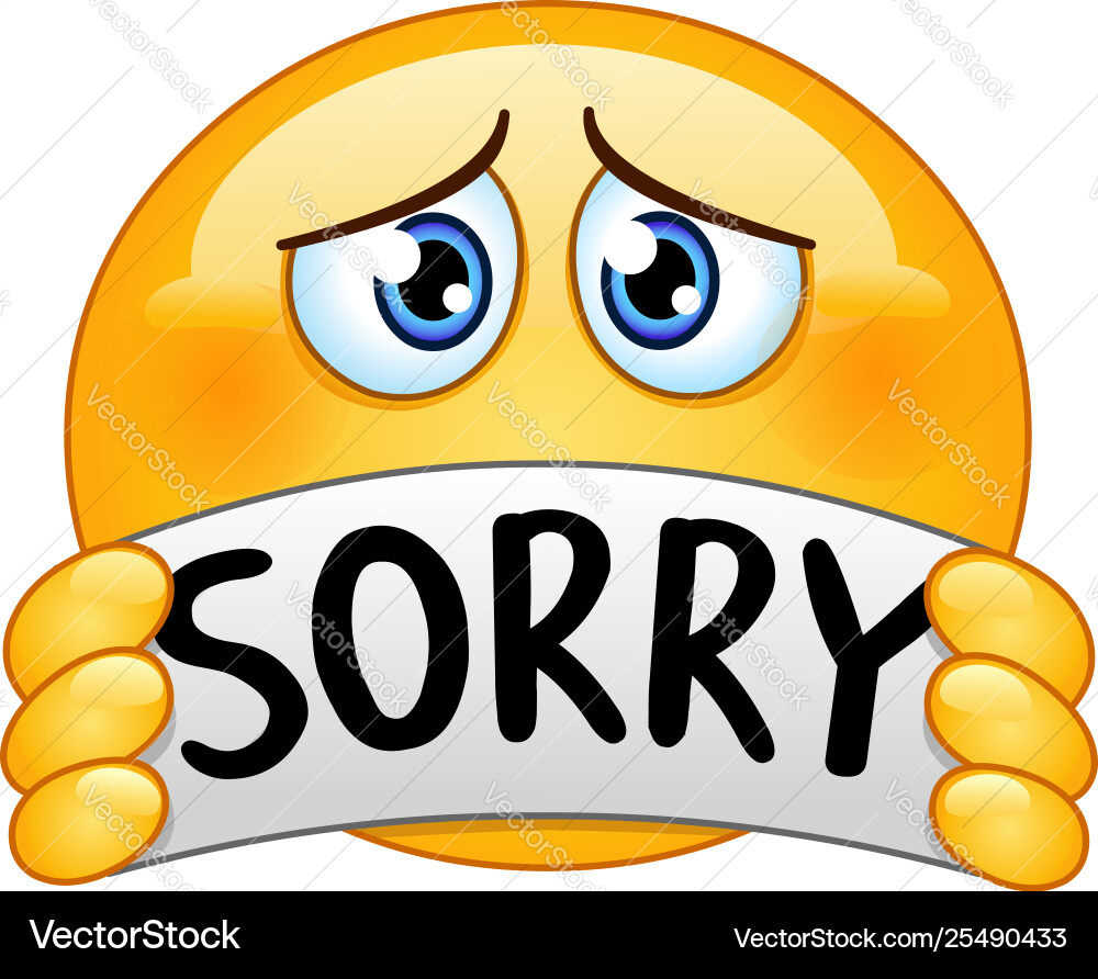 Emoticon with sorry sign Royalty Free Vector Image