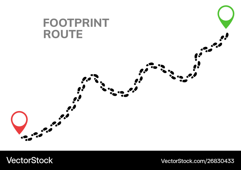 Fußabdruck Trekking Route - Schritte und Wege Vektorbild