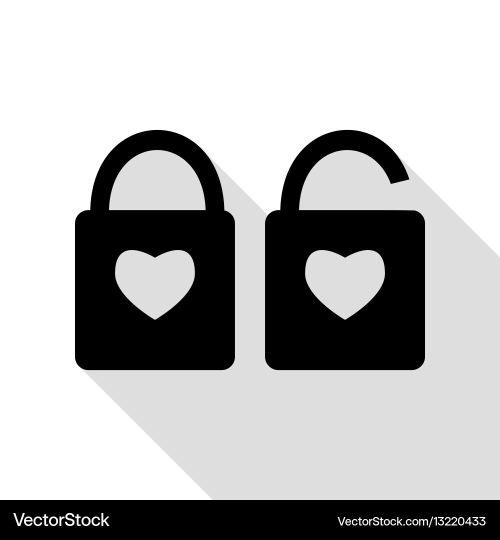Lock sign with heart shape a simple silhouette Vector Image