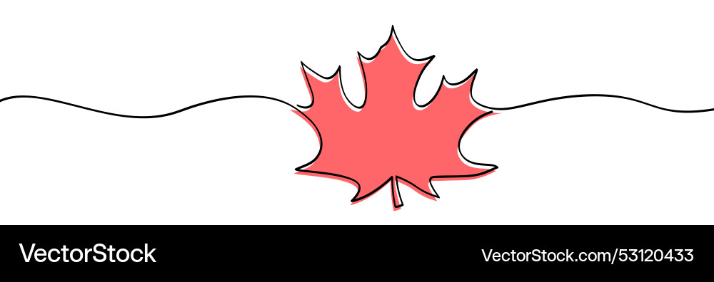 Minimalist red maple leaf with wavy line – Royalty-Free Vector ...