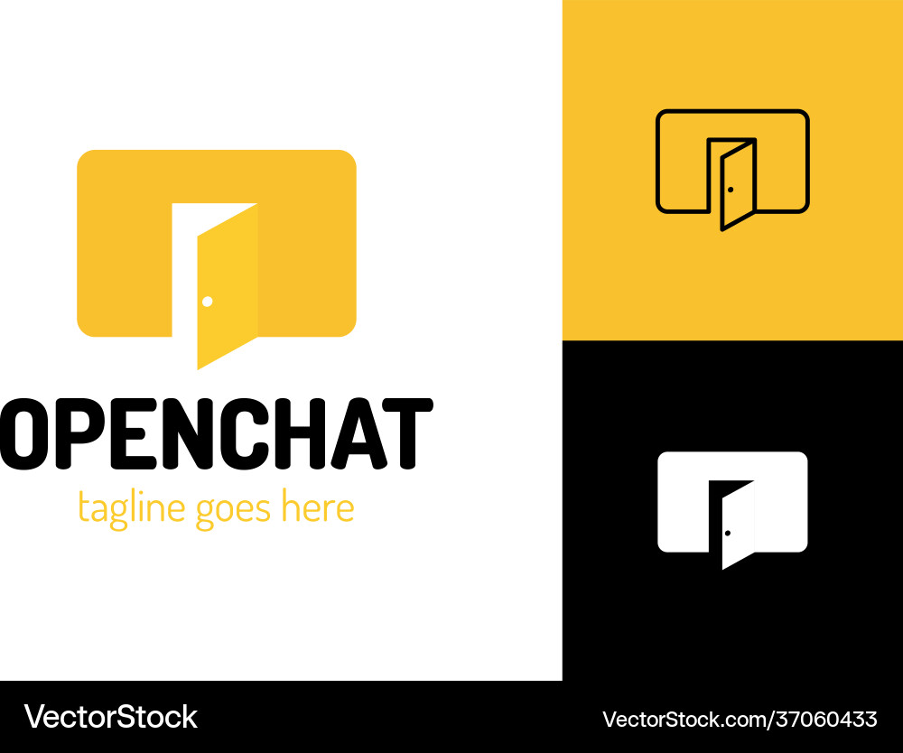 Open Chat - Door Communication Logo Royalty Free Vector