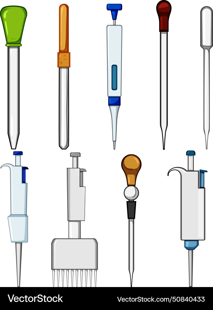 Pipette set cartoon Royalty Free Vector Image - VectorStock
