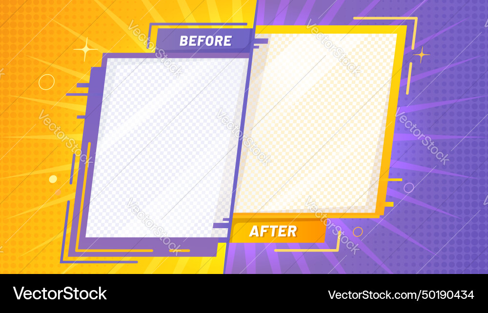 Before after template background frame Royalty Free Vector
