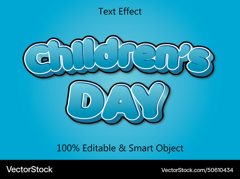 Children day text effect 3 dimension emboss Vector Image