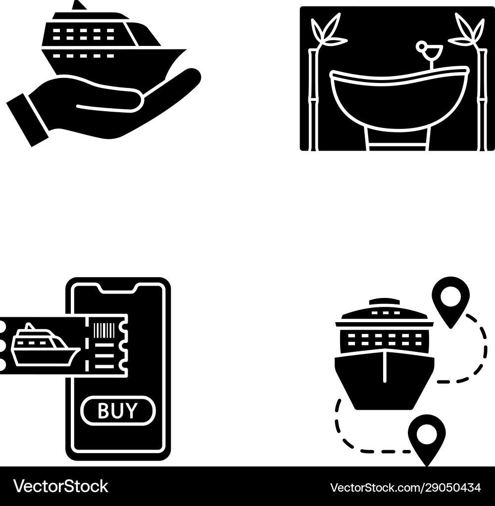 Cruise glyph icons set Royalty Free Vector Image