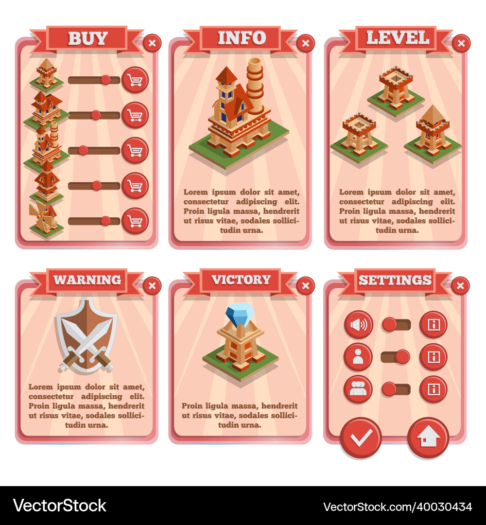 Design of the game user interface Royalty Free Vector Image