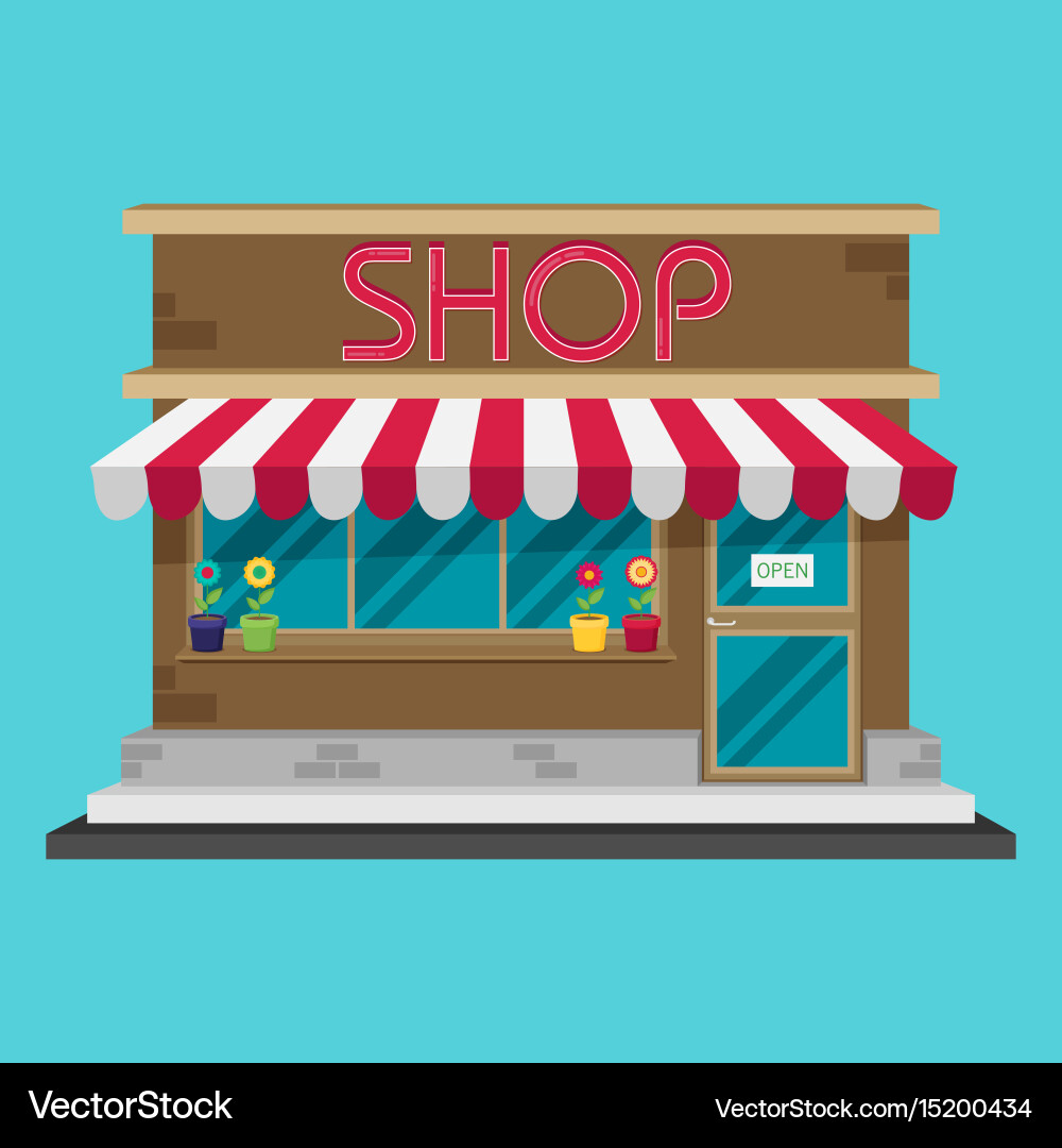 Flat shop building Royalty Free Vector Image - VectorStock