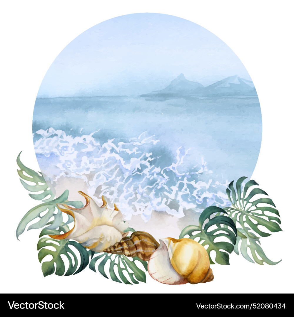 Hand drawn watercolor composition seascape Vector Image