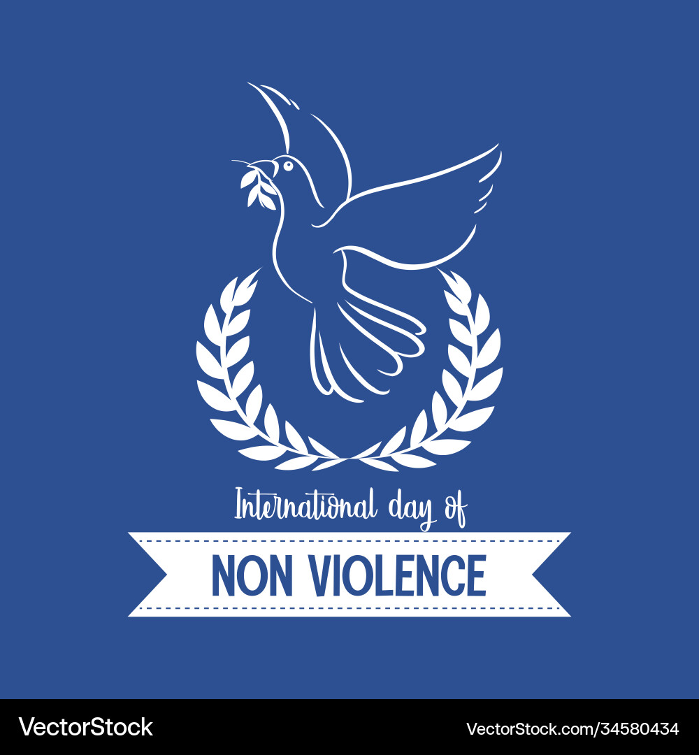 International day non violence logo on globe Vector Image