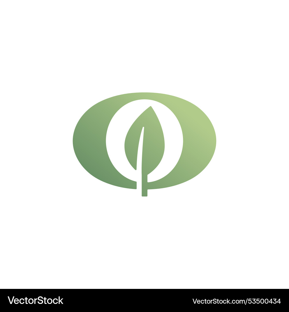 O letter leaf natural green logo Royalty Free Vector Image