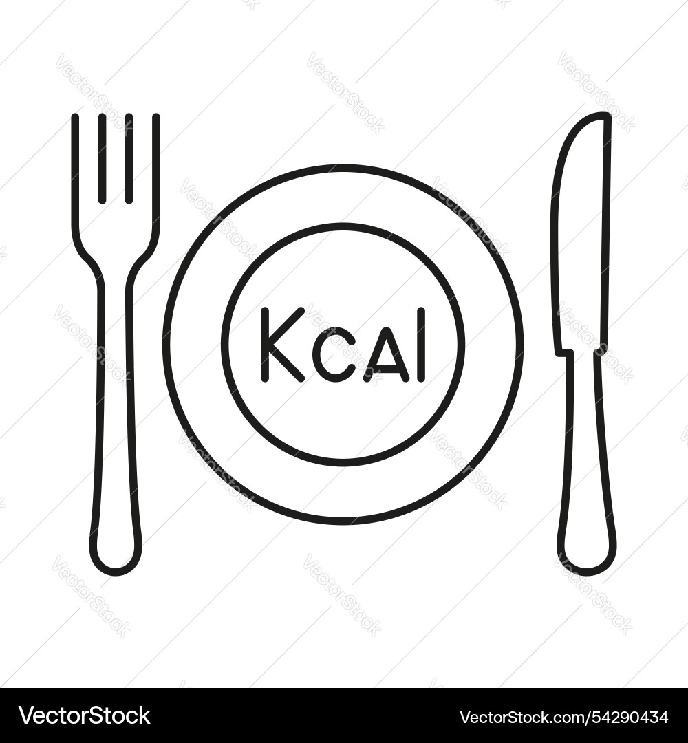 Plate with and cutlery calorie count concept Vector Image