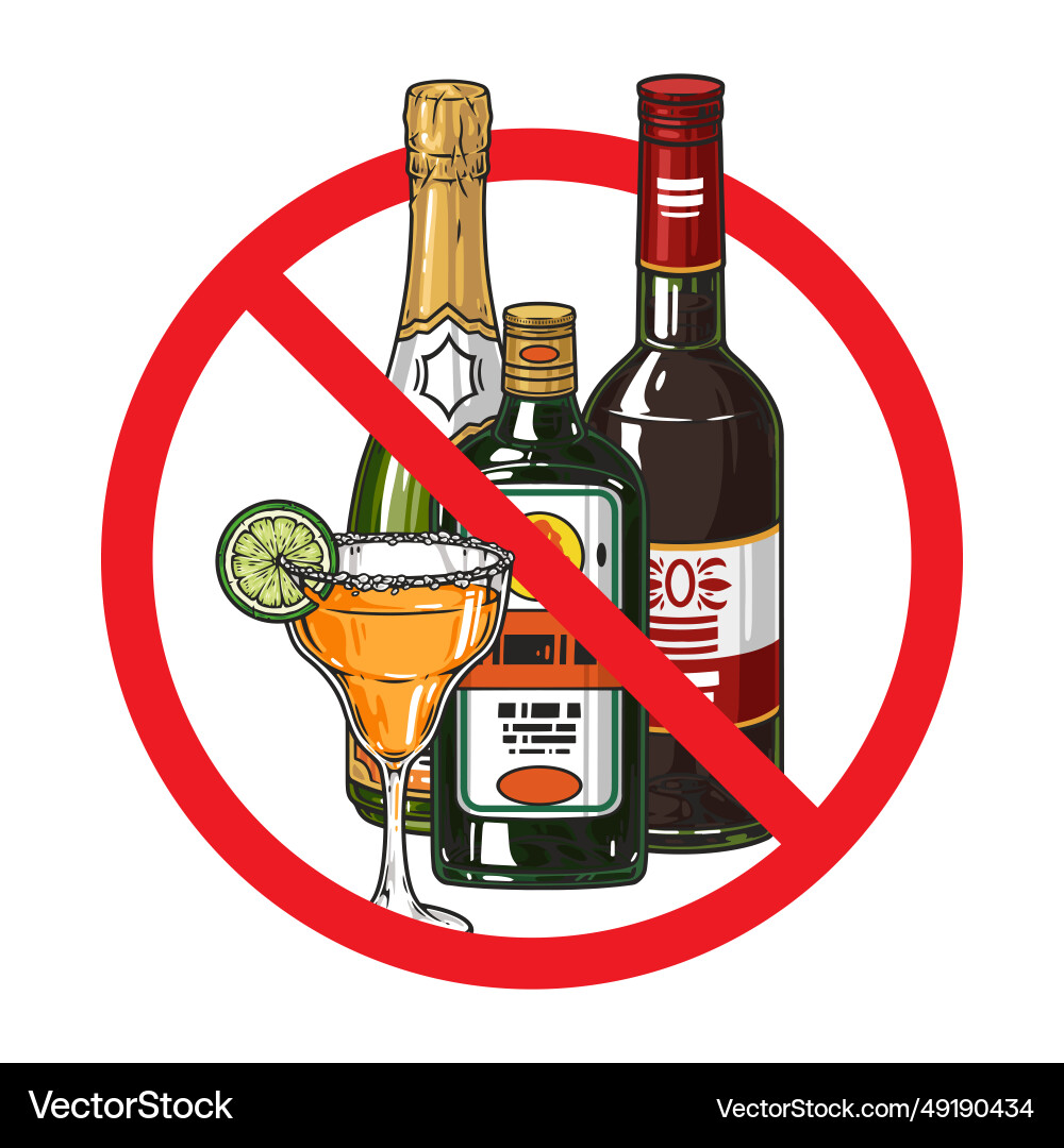 Prohibition drinking alcohol colorful sticker Vector Image