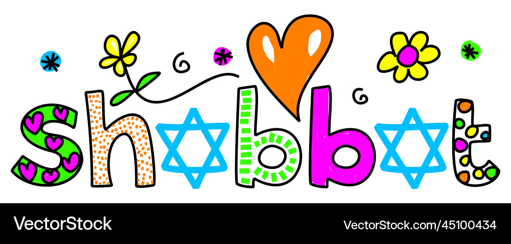 Shabbat hand drawn doodle text Royalty Free Vector Image