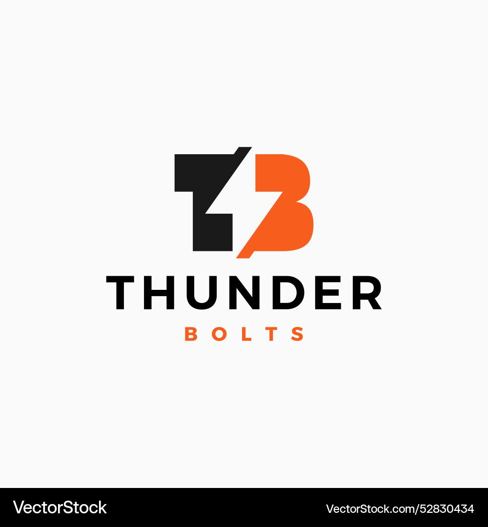 Tb letter mark thunder bolt logo icon Royalty Free Vector