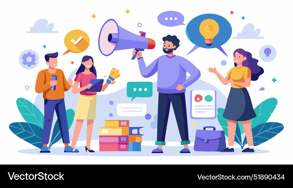 Team communication and marketing strategy Vector Image