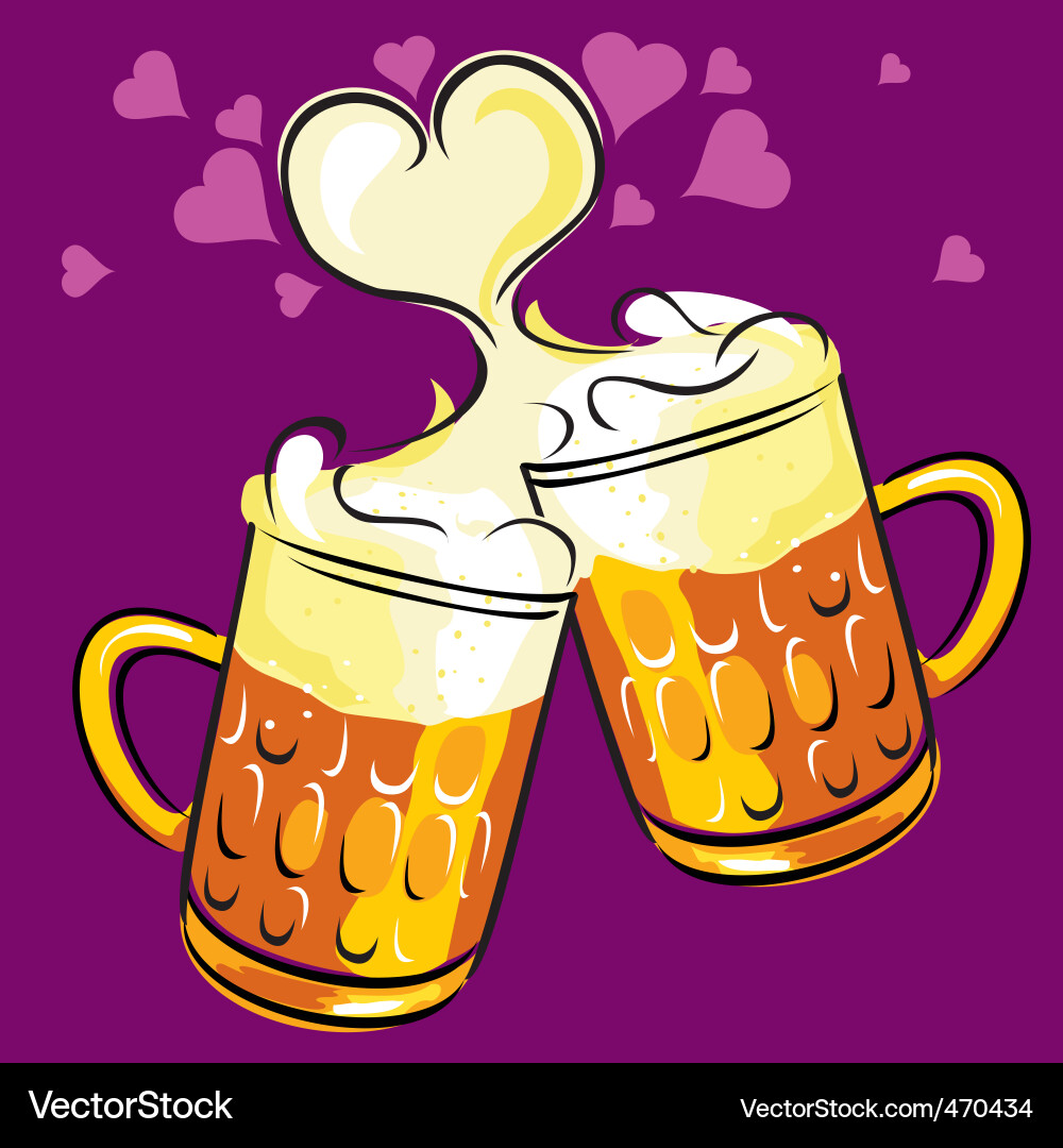 Two Beer Hearts Royalty Free Vector Image - VectorStock