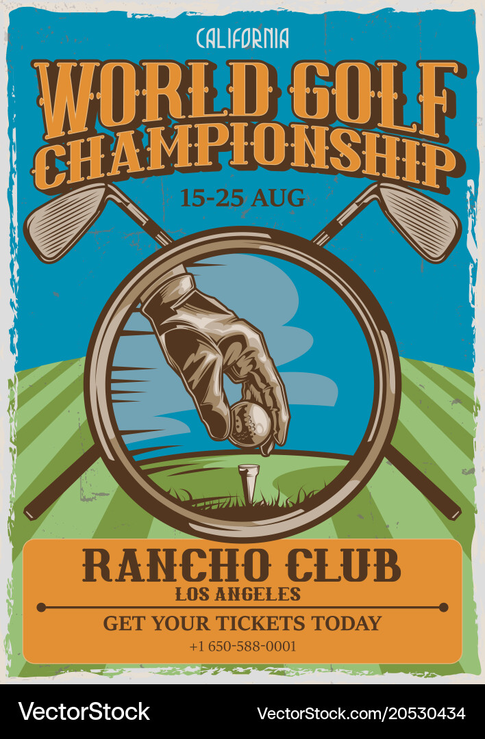 Vintage Golf Poster Royalty Free Vector Image - VectorStock