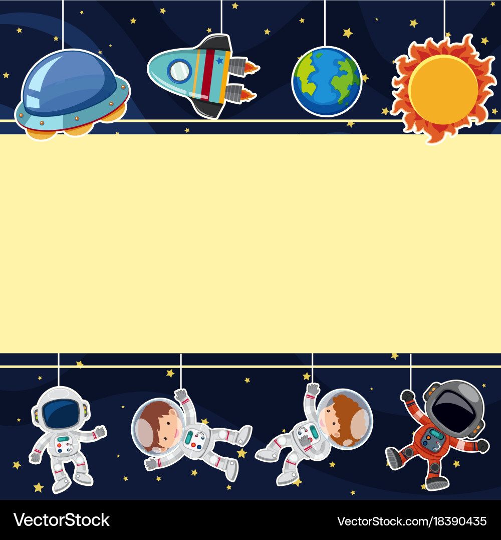 Border template with astronauts in space Vector Image