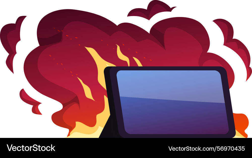 Burning fire electronic device explosion effect Vector Image