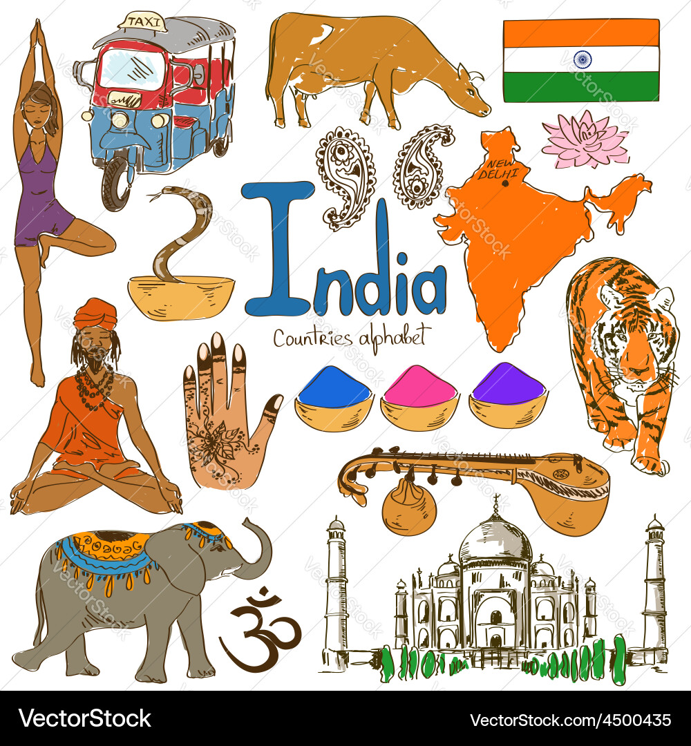 Collection of india icons Royalty Free Vector Image