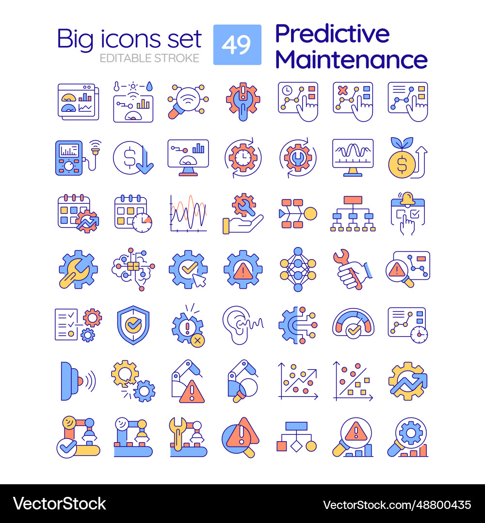 Colorful big line icons representing predictive Vector Image