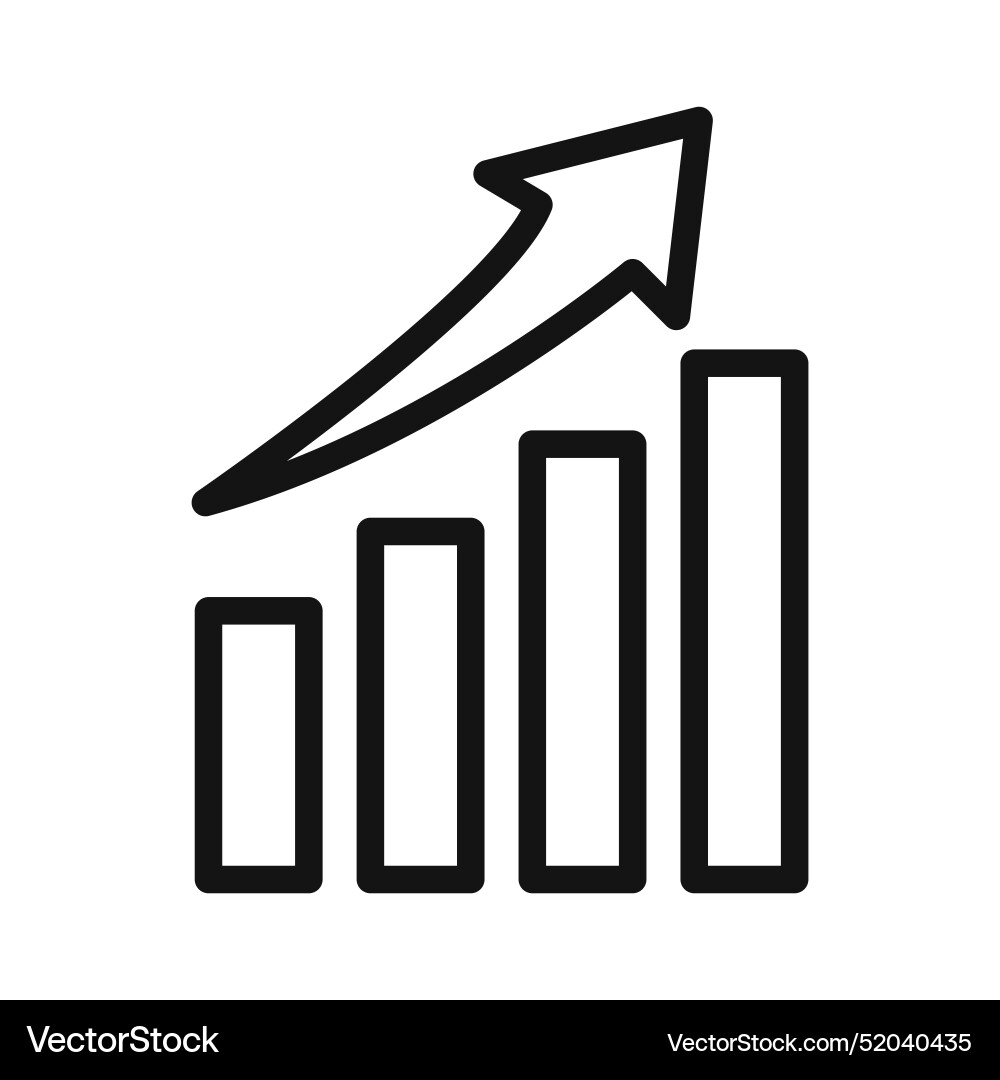 Growth arrow bars icon black and white sign Vector Image