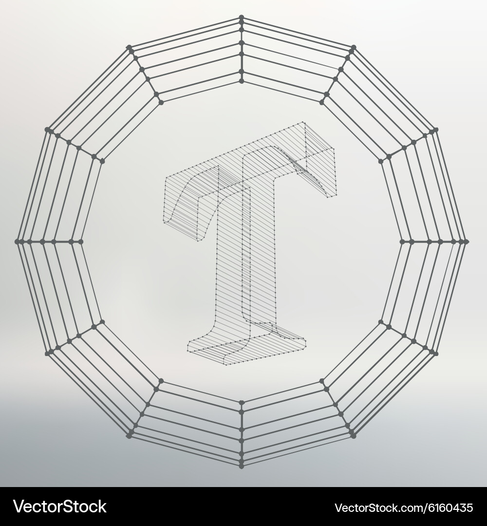Letter t fonts of mesh Royalty Free Vector Image