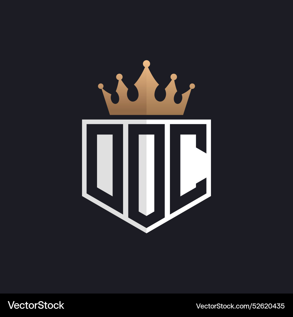 Luxury doc logo with crown elegant initials Vector Image