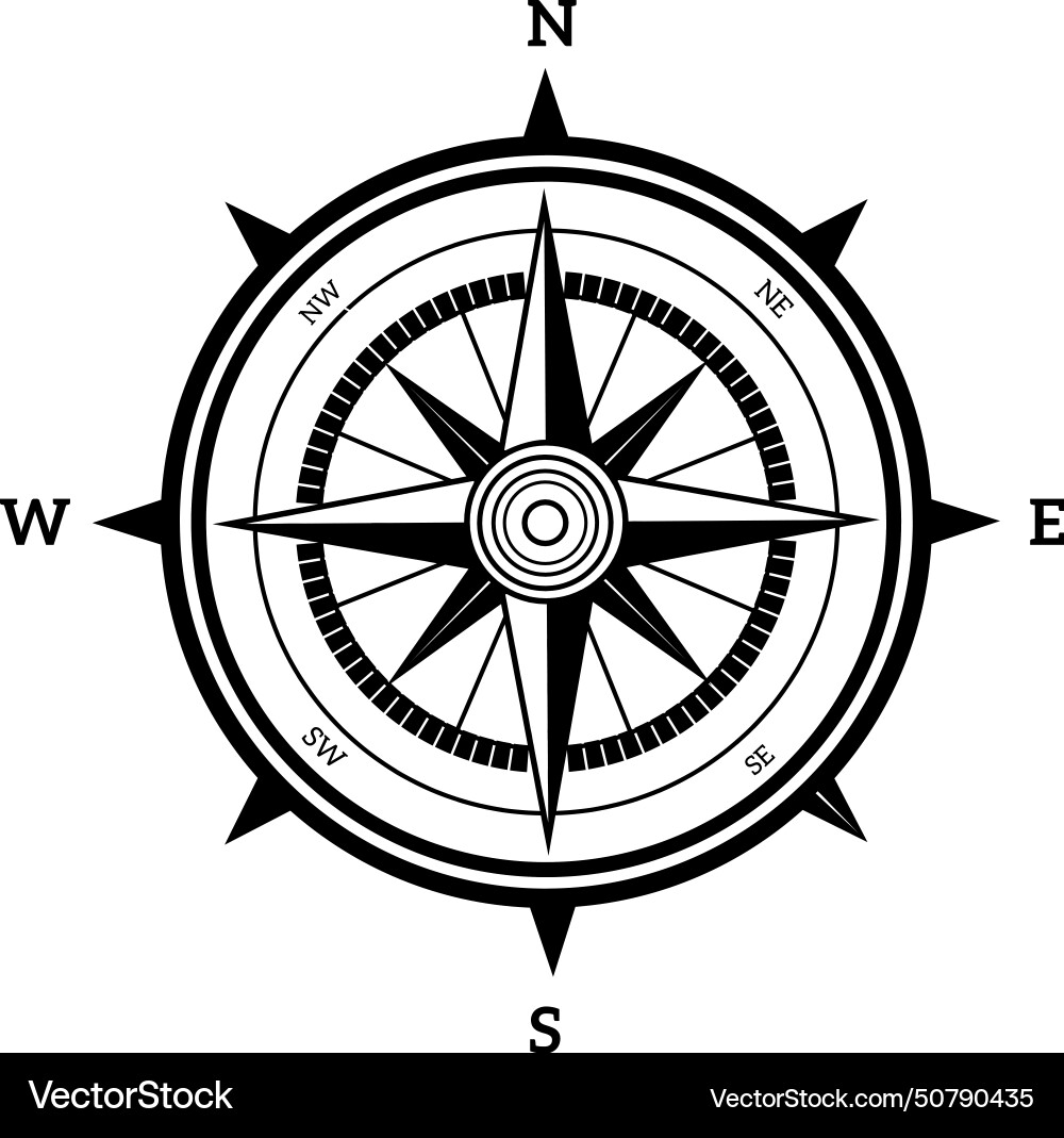 Nautical compass wind rose icons isolated Vector Image