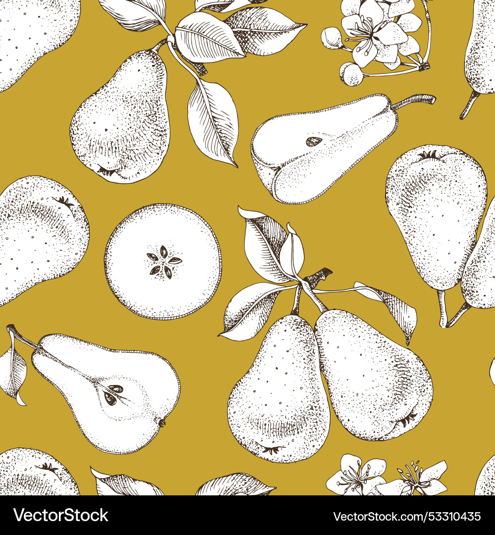 Pears seamless pattern Royalty Free Vector Image