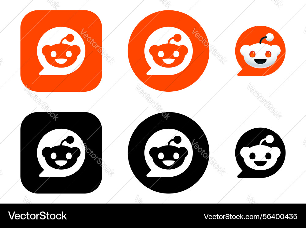 Reddit logo bundle icon set reddit app editable Vector Image