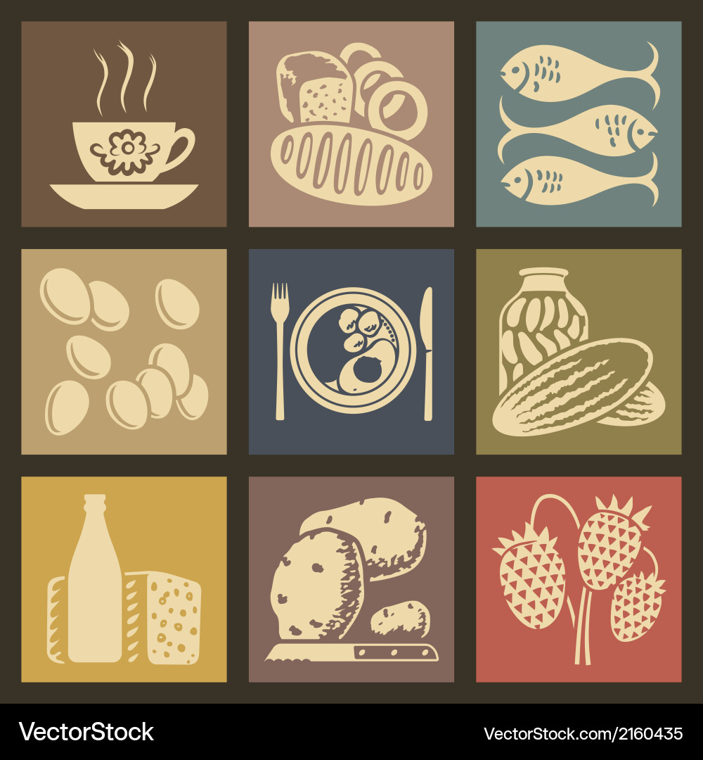 Retro Food Icons - Soviet Style Royalty Free Vector Image