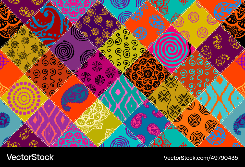 Textile Patchwork Pattern Royalty Free Vector Image