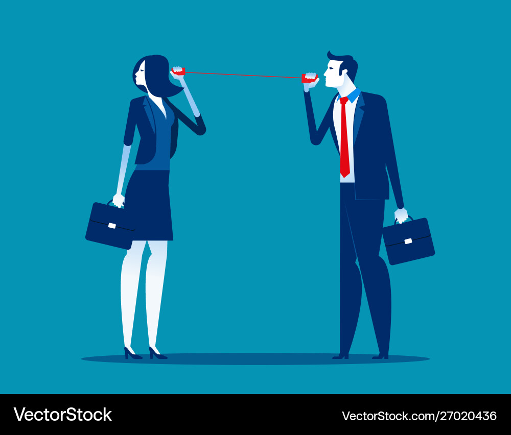 Business team communication through tin cans Vector Image
