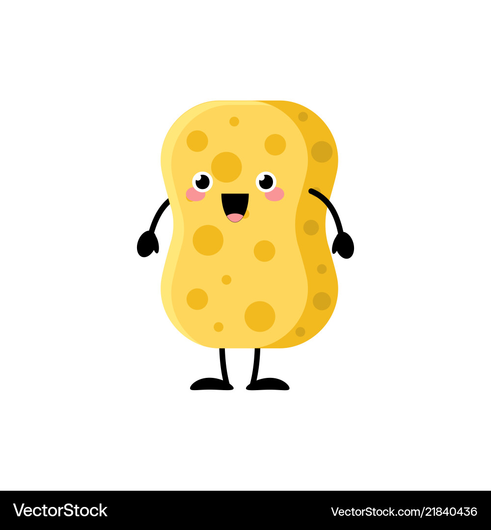 Cute cartoon yellow sponge character Royalty Free Vector