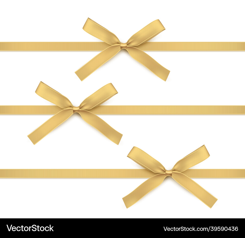 Gold ribbon and bow isolated Royalty Free Vector Image