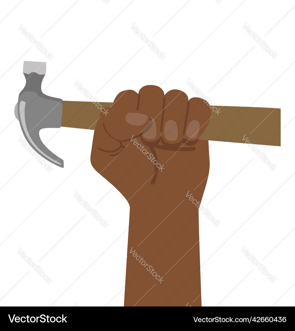 Hand hold hammer concept labour day poster Vector Image