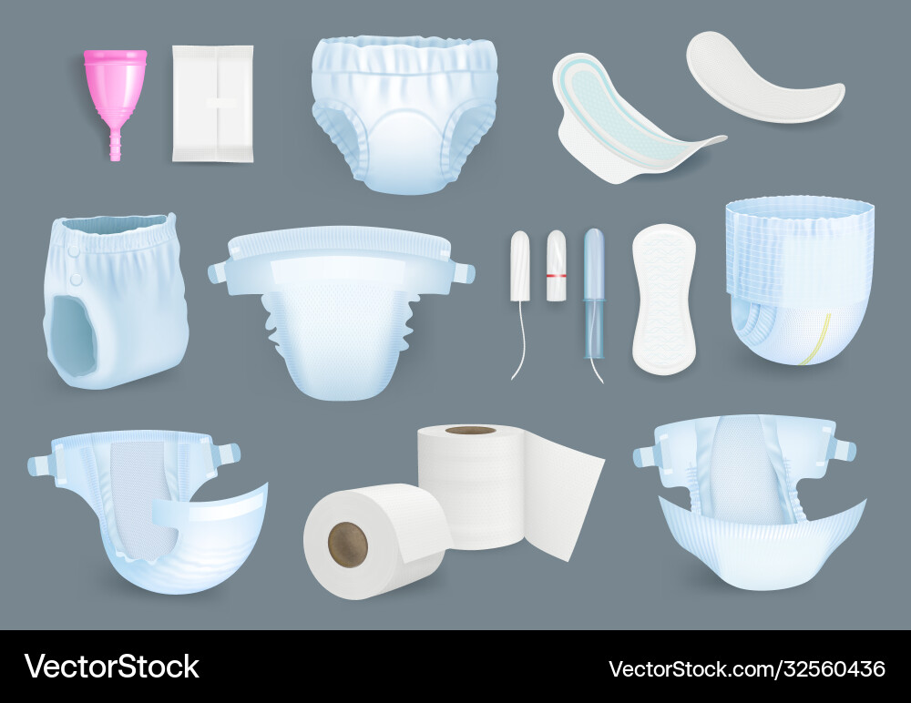 Hygiene products soft and fresh sanitary items Vector Image