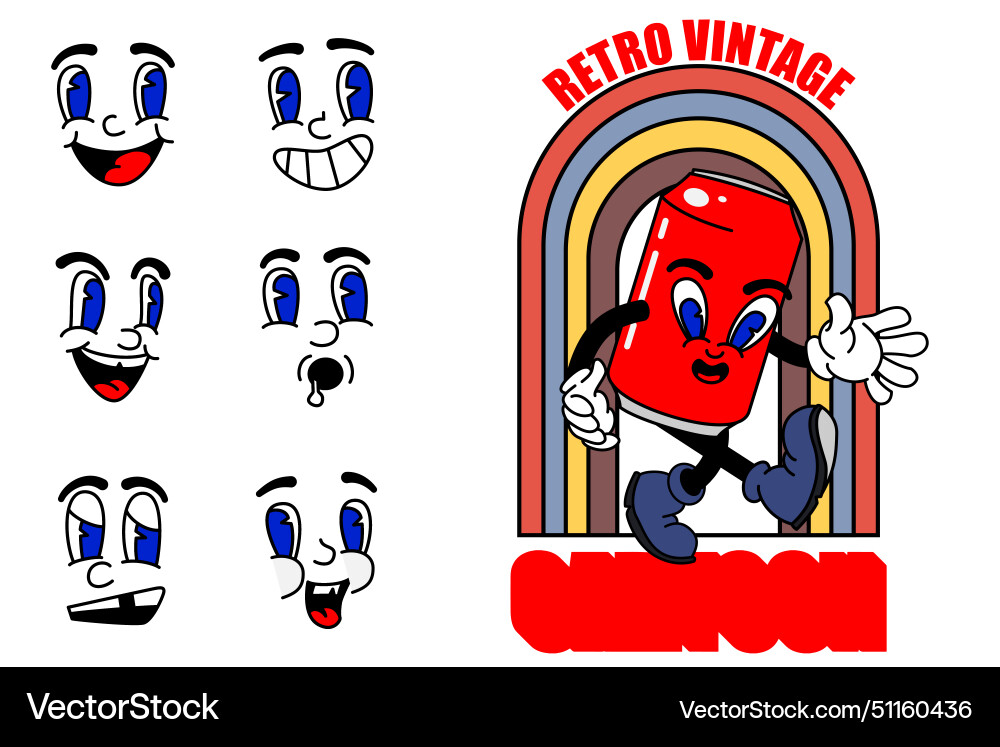 Retro vintage cartoon mascot oldiest Royalty Free Vector