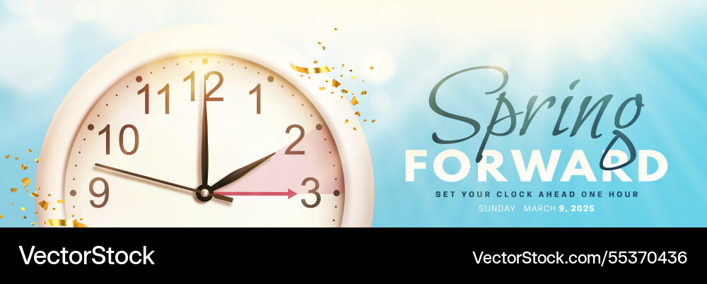 Spring forward daylight saving time banner Vector Image