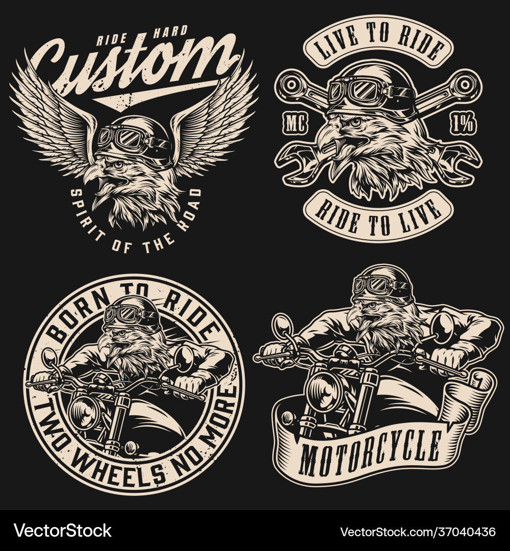 Vintage Motorcycle Emblems Royalty Free Vector Image