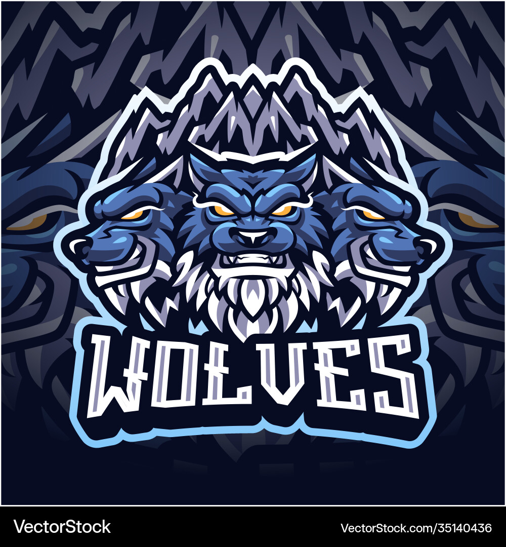 Wolf esport mascot logo design Royalty Free Vector Image