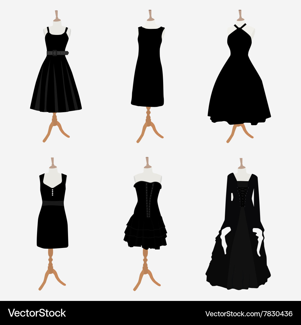 Woman black dresses Royalty Free Vector Image - VectorStock