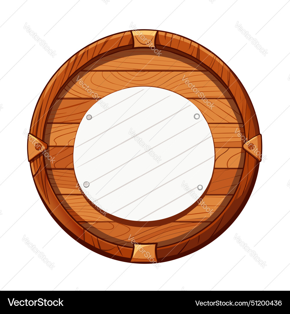 Wooden round sign with paper Royalty Free Vector Image
