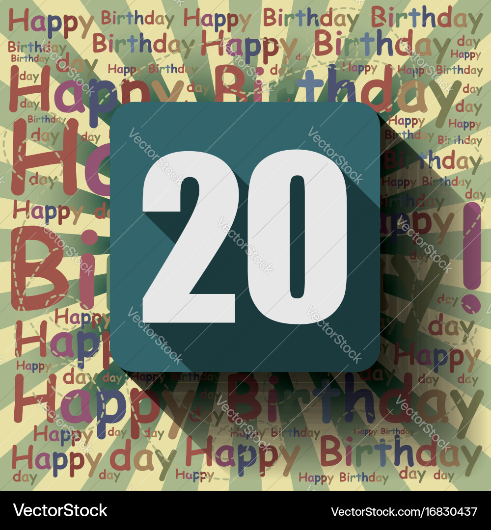 20 Geburtstag Hintergrund oder Karte Lizenzfreier Vektor