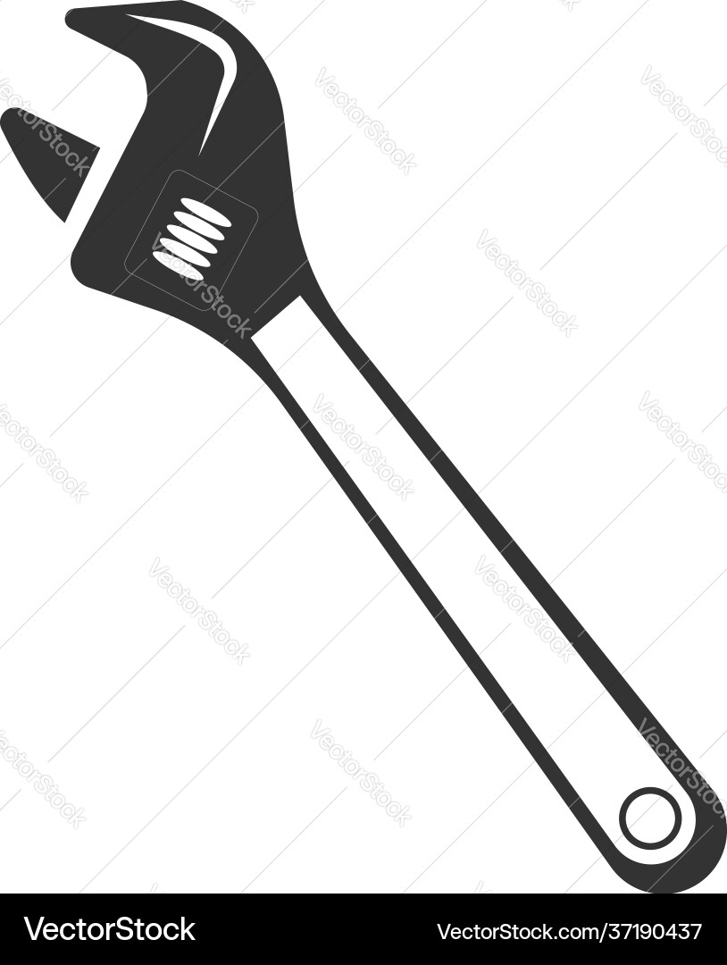 Adjustable wrench icon black silhouette Royalty Free Vector